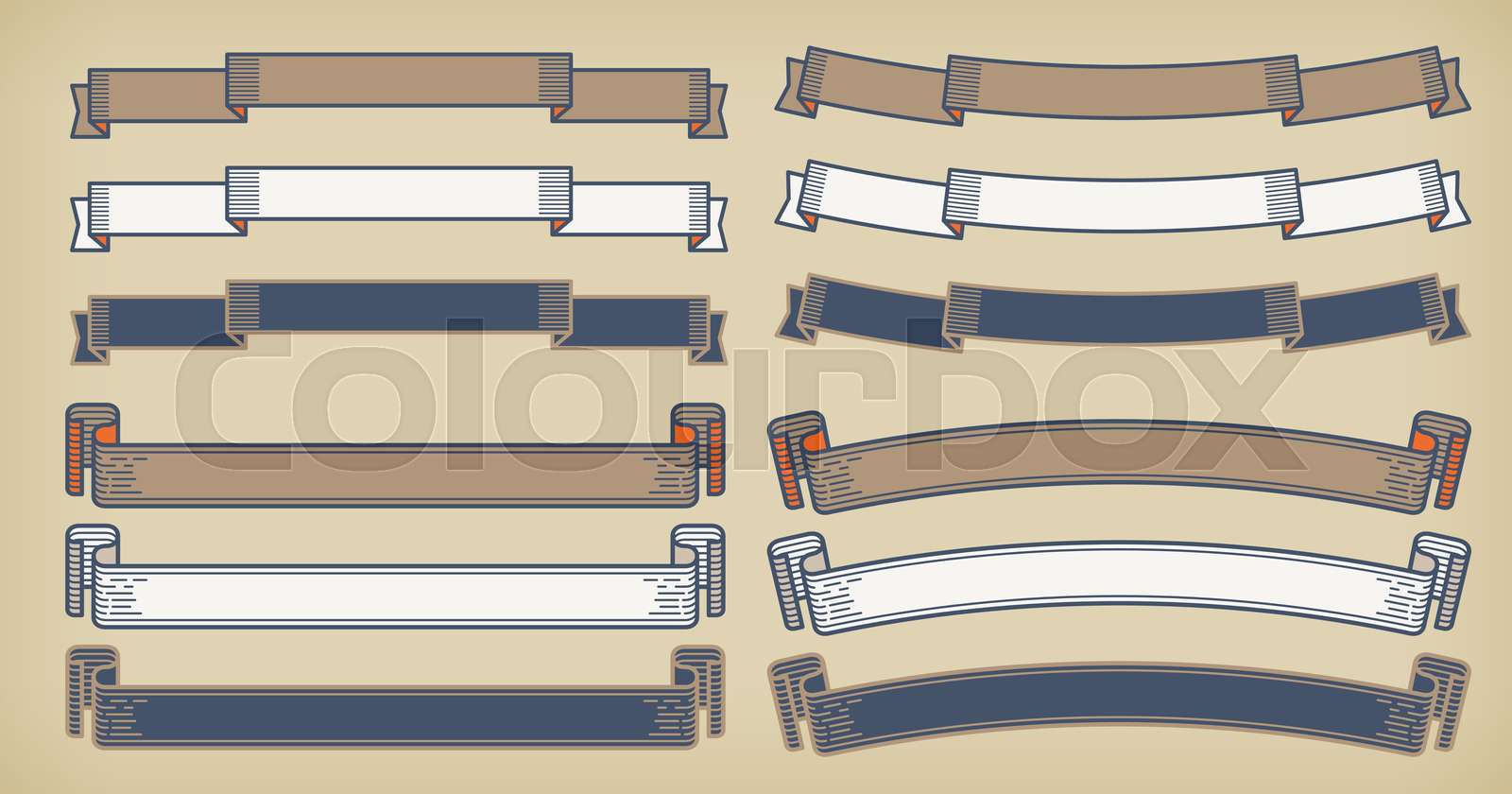 A retro design horizontal label set. | Stock vector | Colourbox