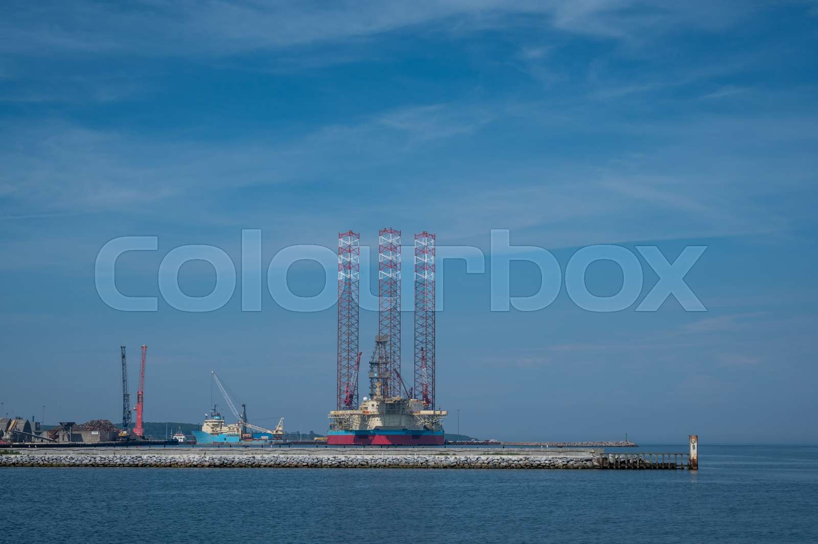 Maersk Invincible Offshore rig at Grenaa Harbor | Stock image | Colourbox