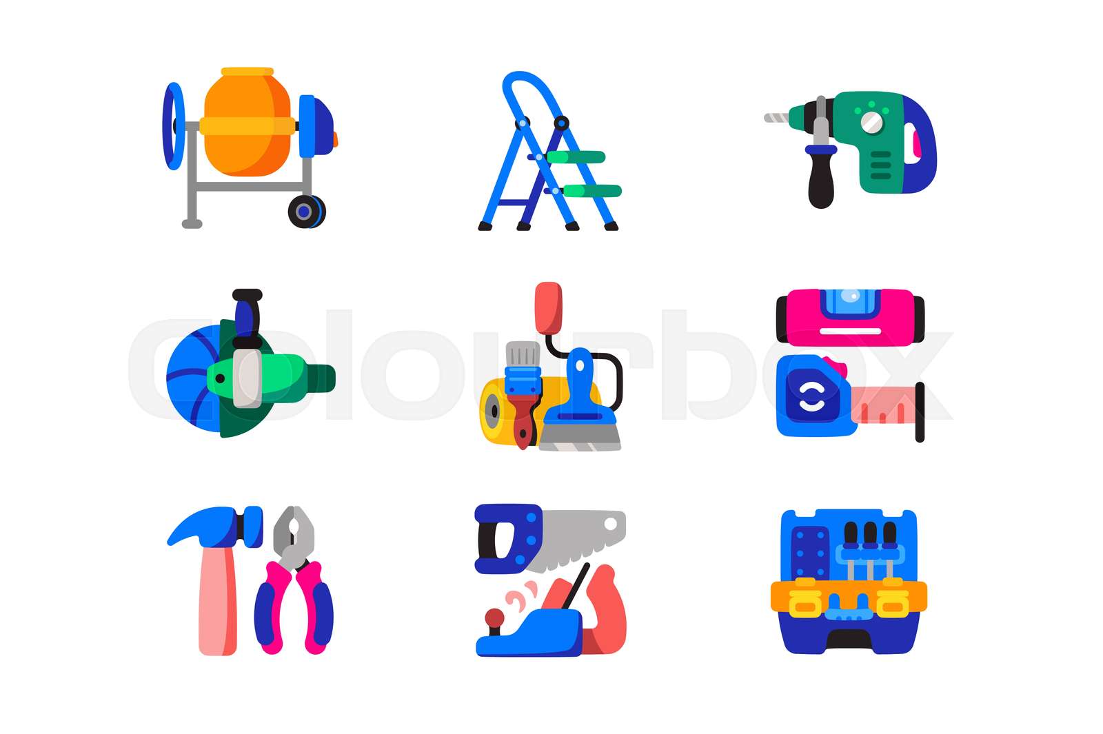 Equipment for repair and renovation icon set | Stock vector | Colourbox