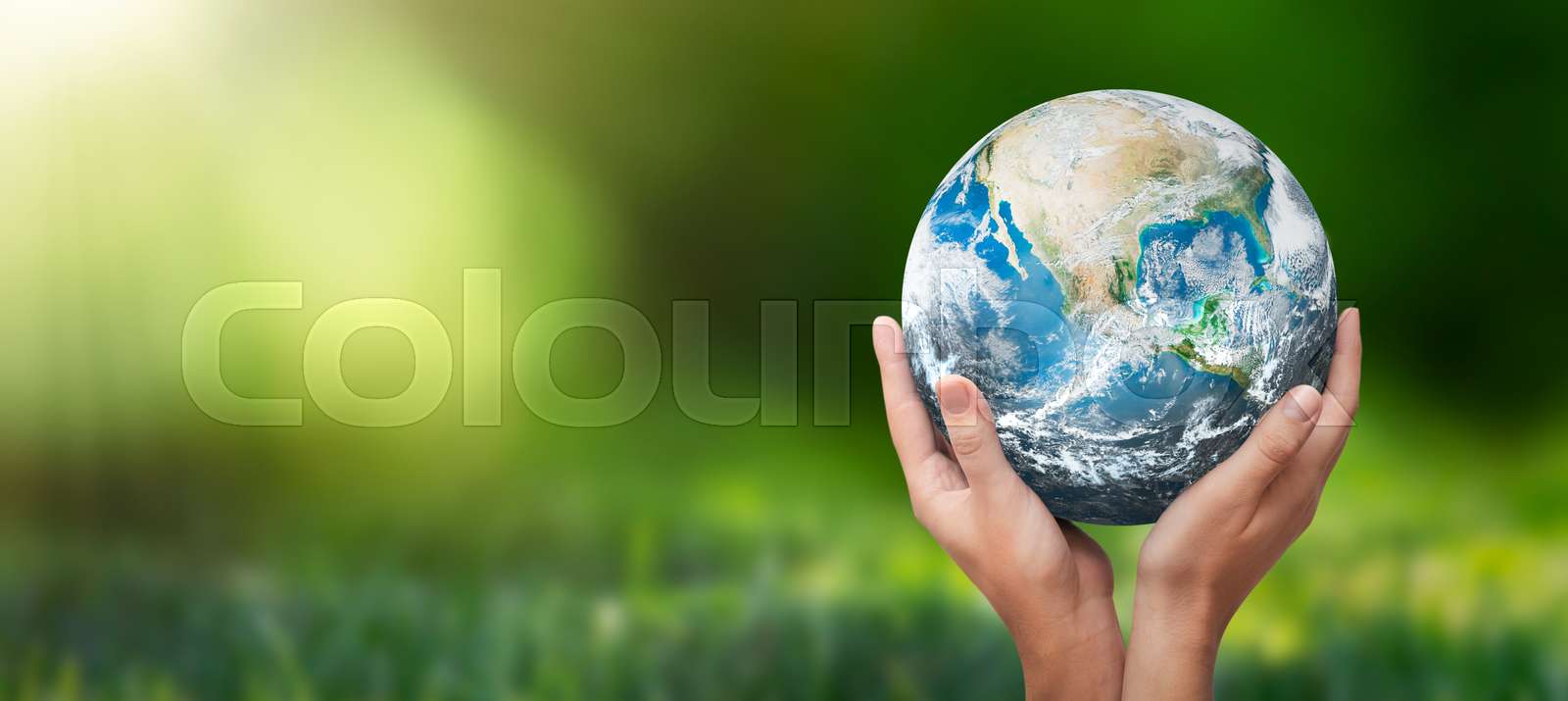 Hands raised to Earth. Environment protection | Stock image | Colourbox
