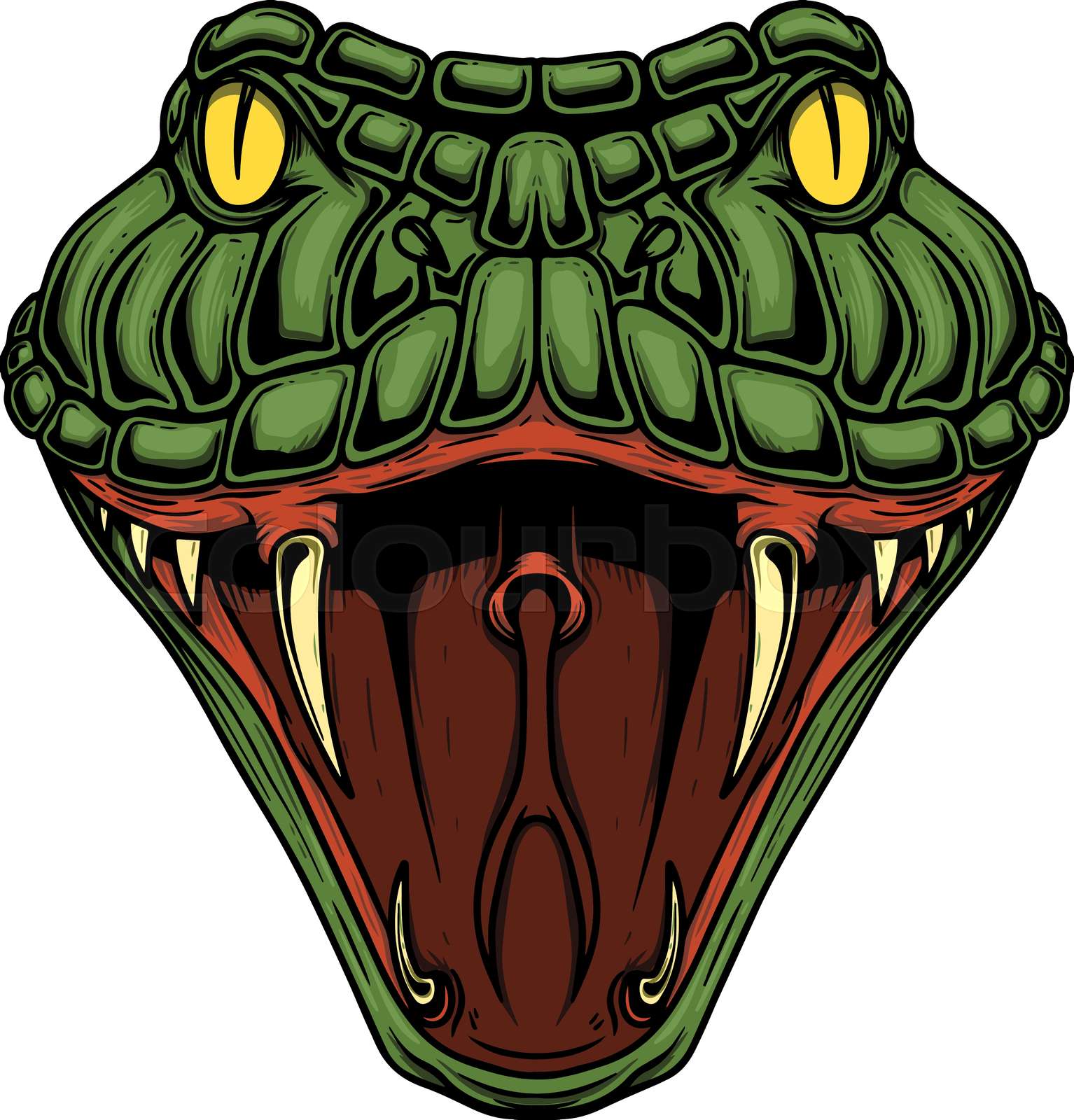 Illustration of head of snake. Design element for logo, label, sign ...