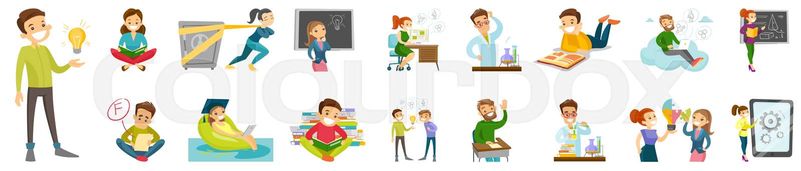 Students in learning process. | Stock vector | Colourbox
