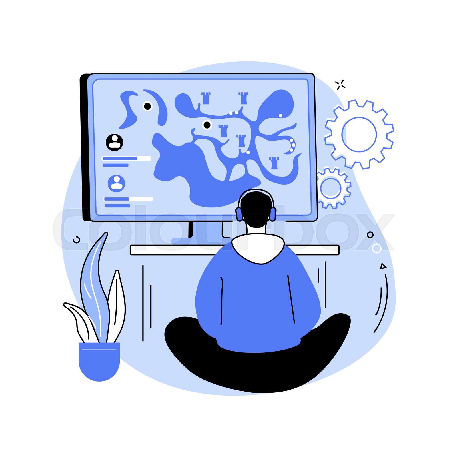 Computer video games isolated cartoon vector illustrations. | Stock ...