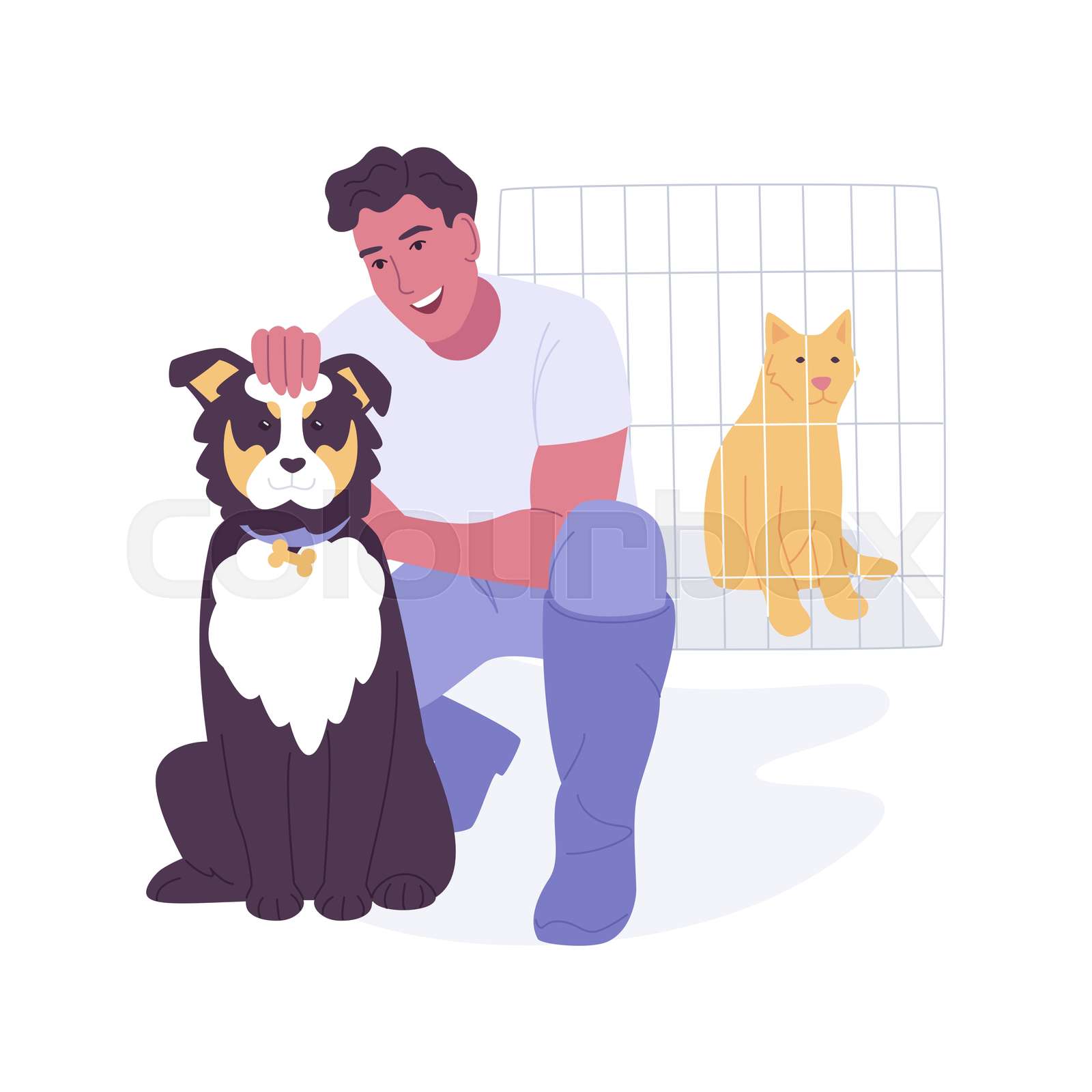 Helping in animal shelter isolated cartoon vector illustrations ...