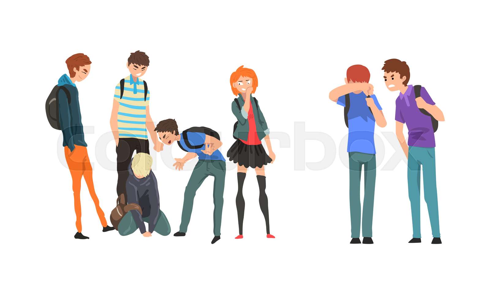 adolescente, intimidado, comportamiento | Vector de archivo | Colourbox