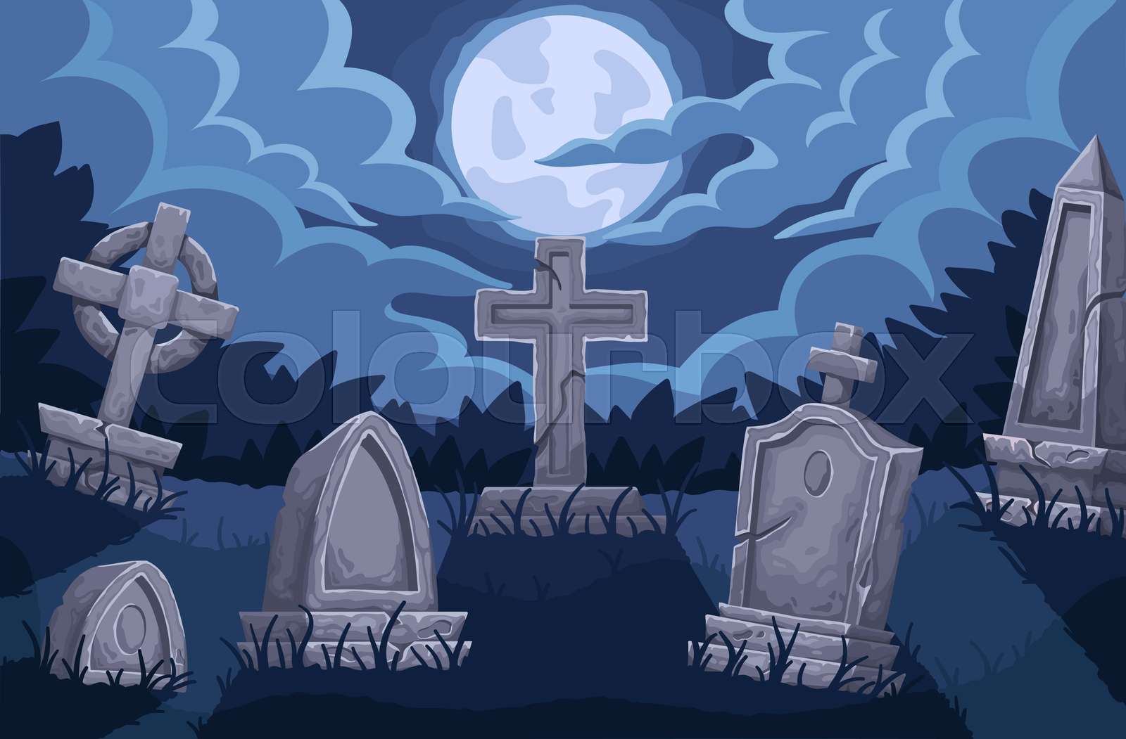 Creepy Graveyard Cartoon