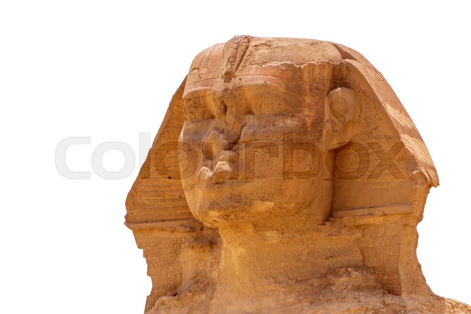 head of Sphinx in Giza isolated on white | Stock image | Colourbox