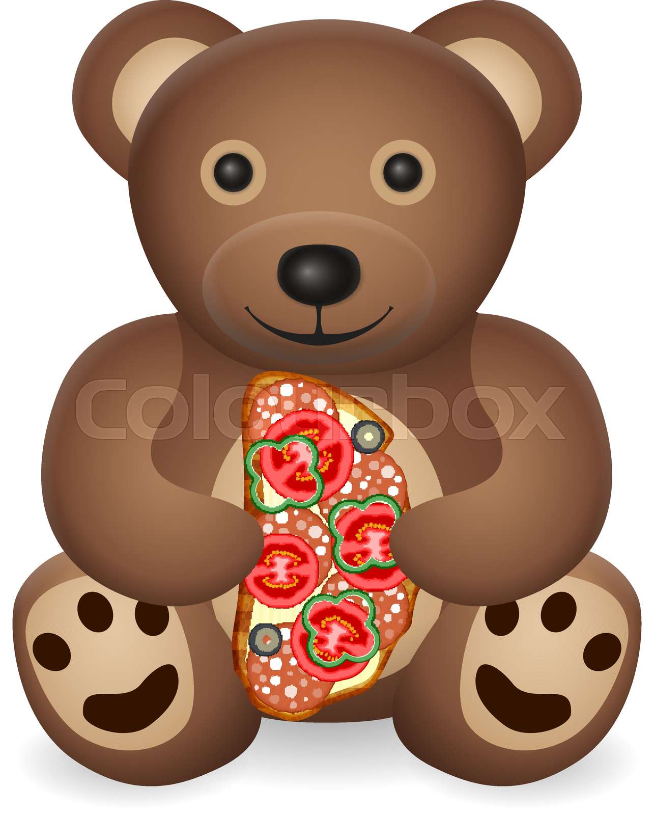 Teddy bear with sandwich | Stock vector | Colourbox