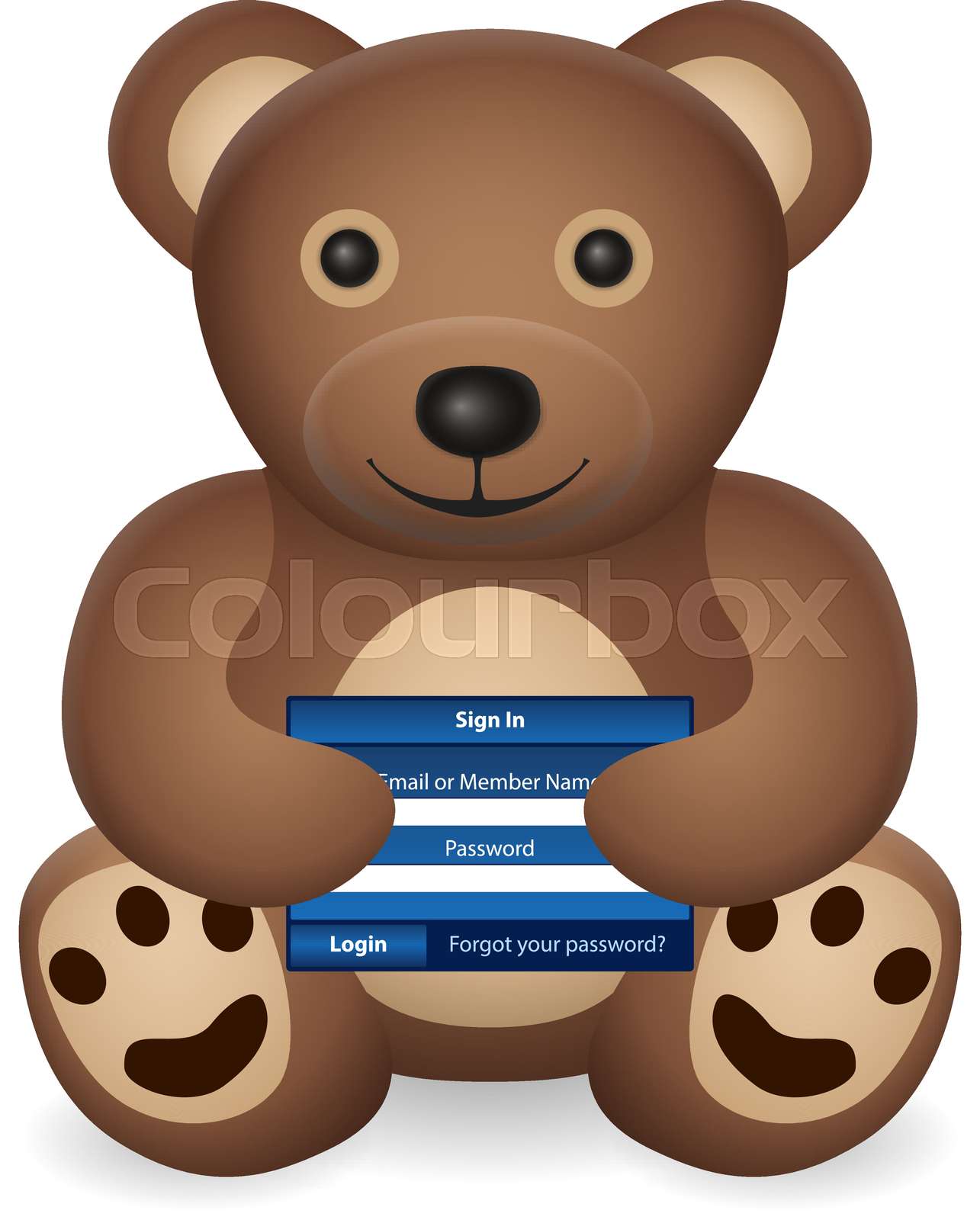 Teddy bear with sign in page | Stock vector | Colourbox