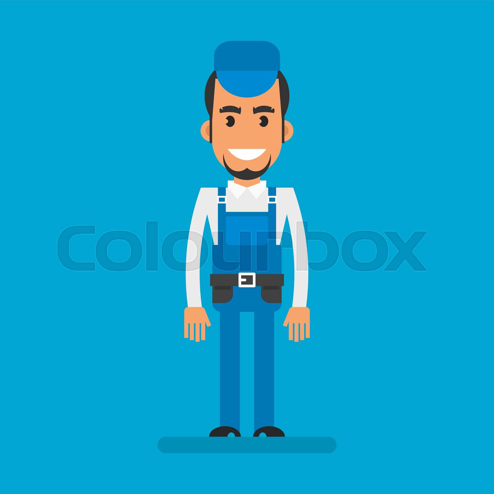Repairman standing and smiling. Flat people | Stock vector | Colourbox