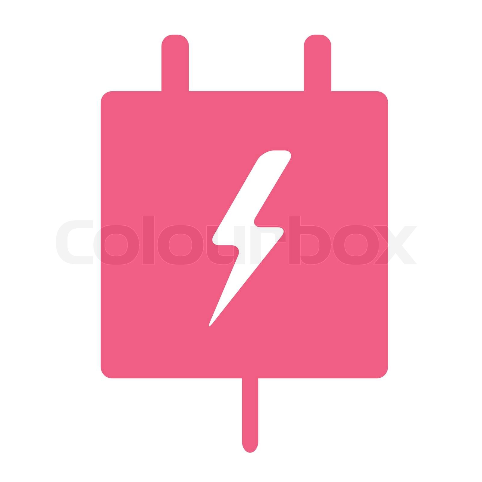 Pink electricity icon isolated on white | Stock vector | Colourbox
