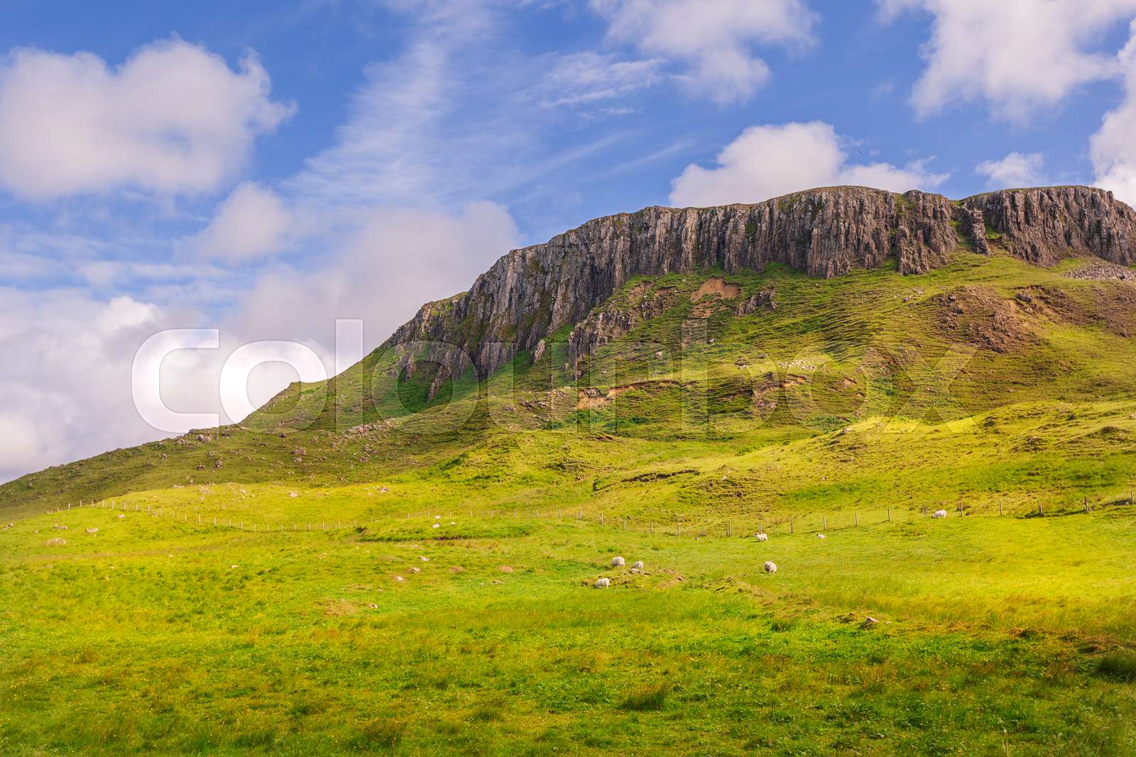 view on view on mountain ridge from Duntulm castle, Isle of Skye ...