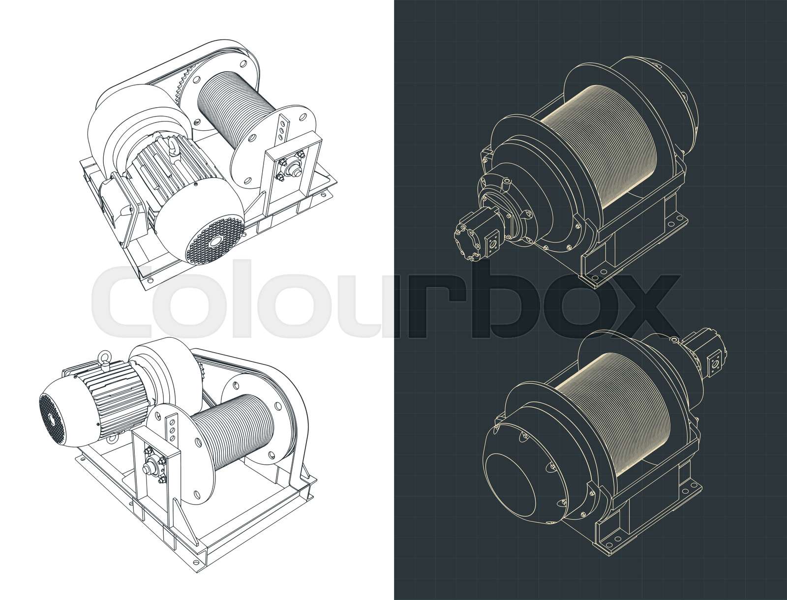 Electric winch drawings | Stock vector | Colourbox