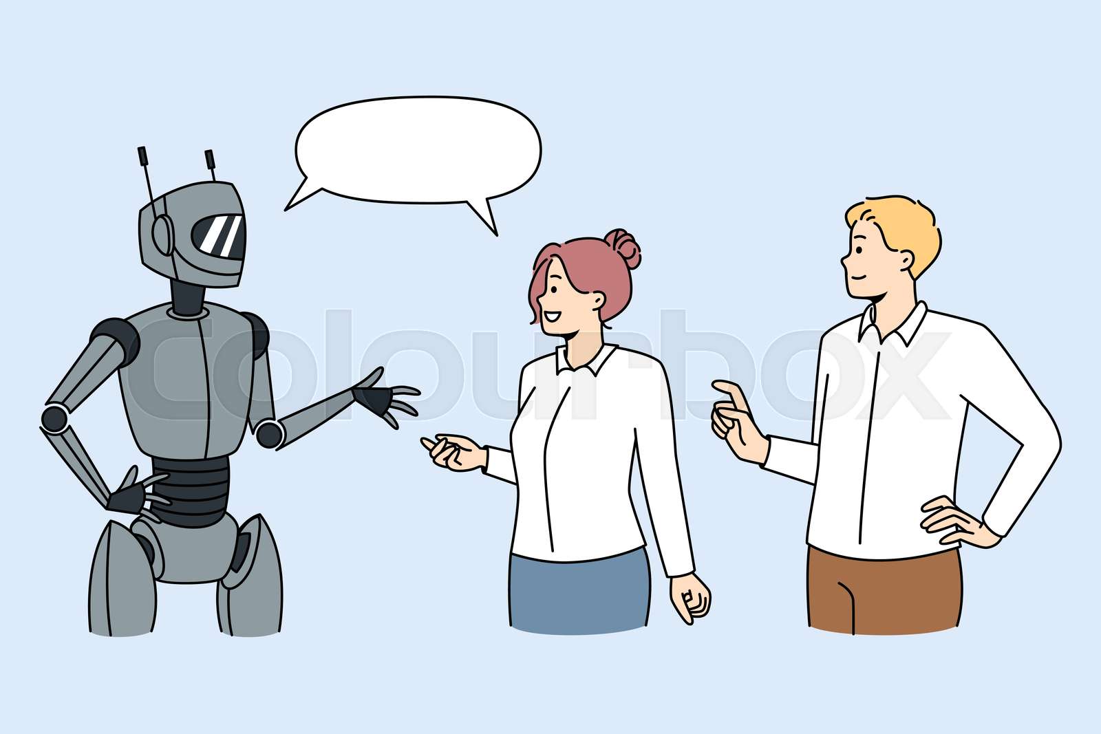 People talking with robot | Stock vector | Colourbox
