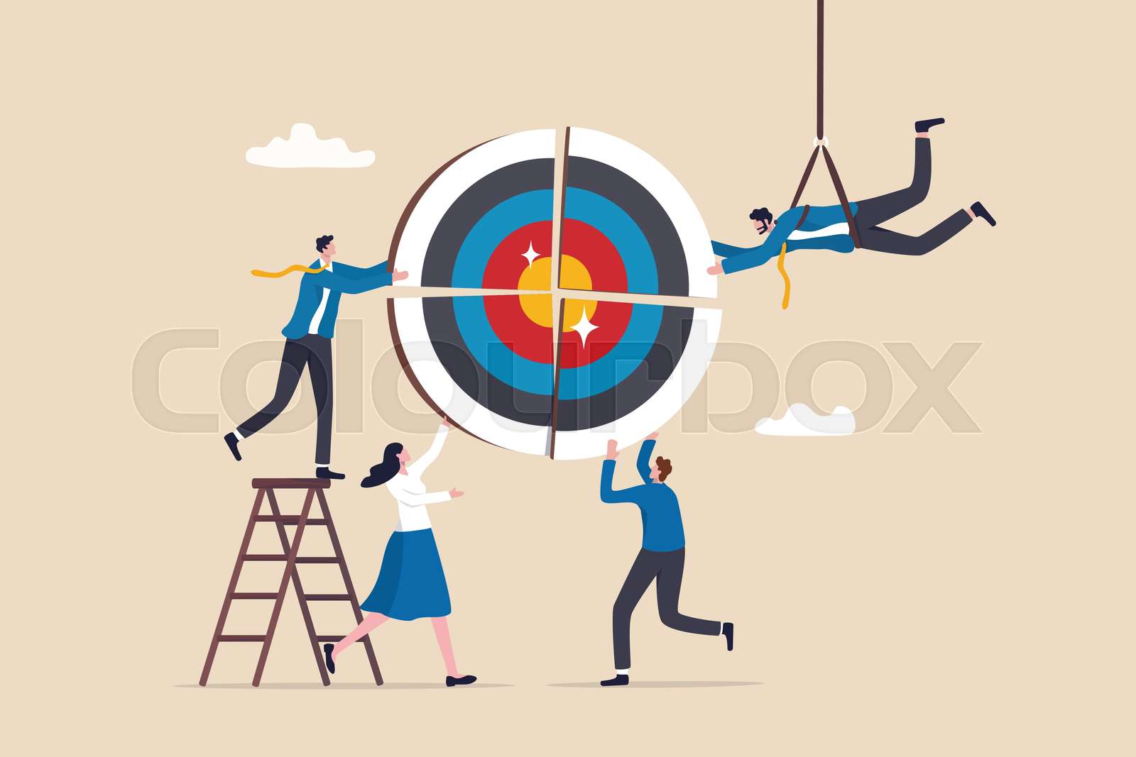 Team target to success together, teamwork or challenge to work as ...