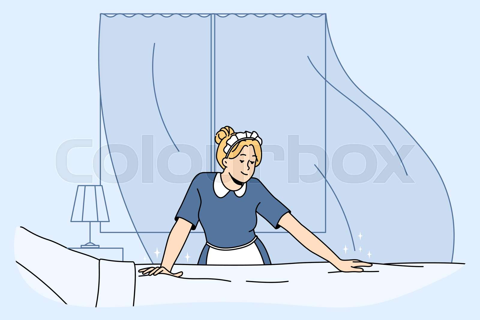 Housekeeper working in hotel | Stock vector | Colourbox