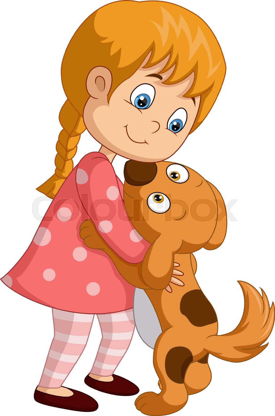 Clip Art Little Girl With Dog