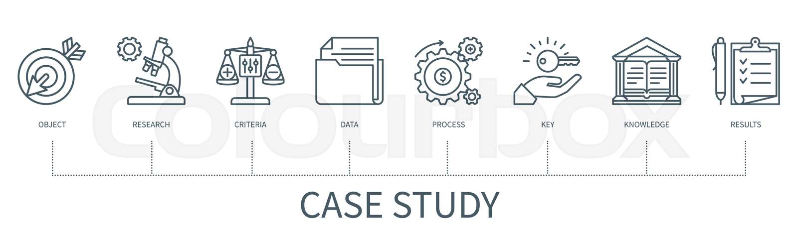 Case study vector infographic in minimal outline style | Stock vector ...