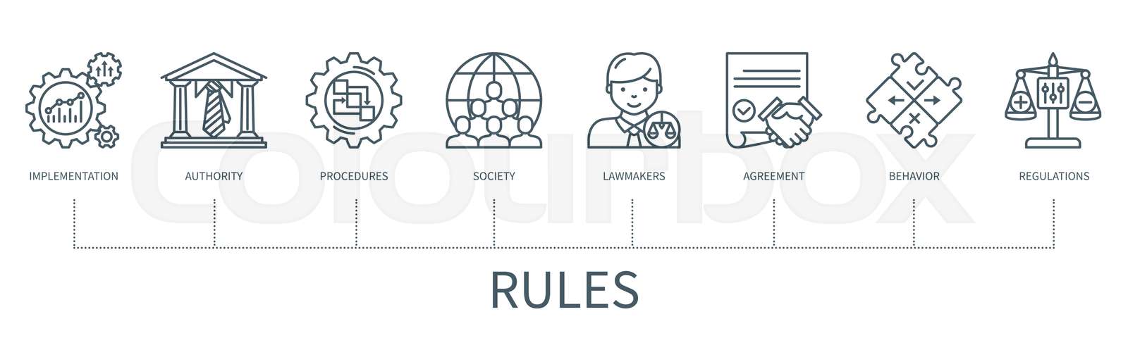 Rules vector infographic in minimal outline style | Stock vector ...