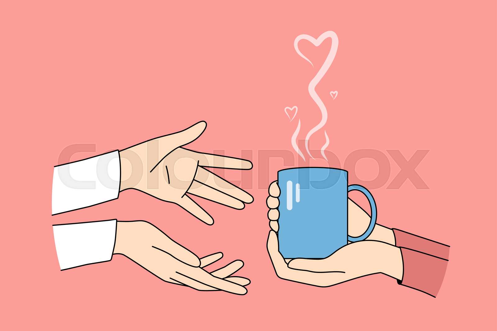 People sharing cup of tea with friend | Stock vector | Colourbox