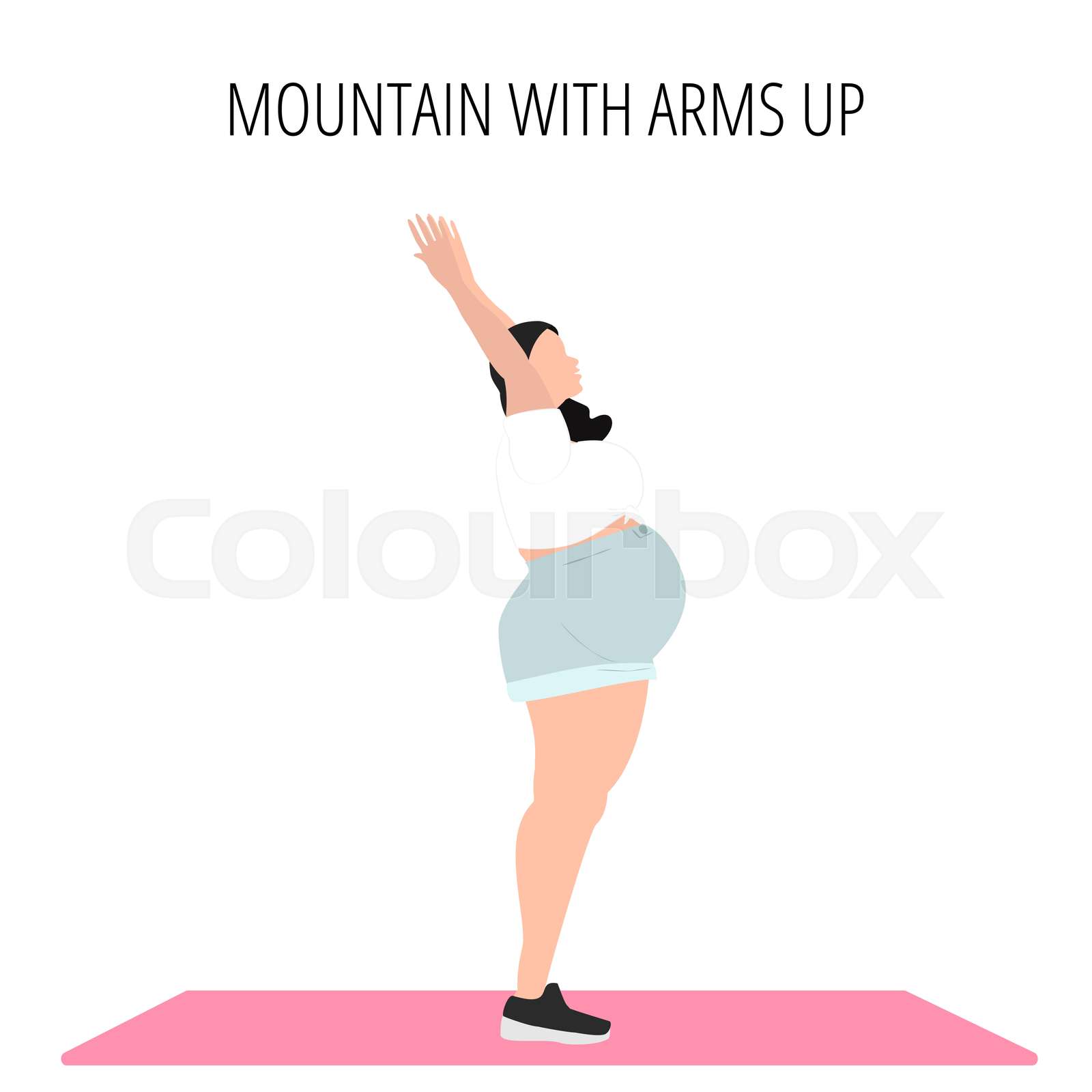 Mountain With Arms Up Pose Yoga Workout Stock Vector Colourbox