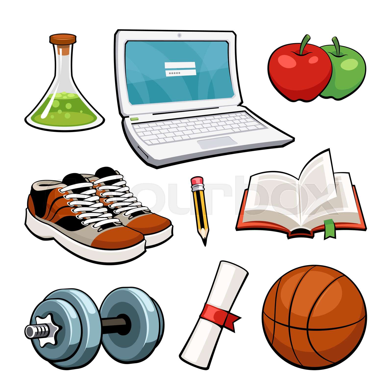 Sports and Educational Student Icons Set | Stock vector | Colourbox