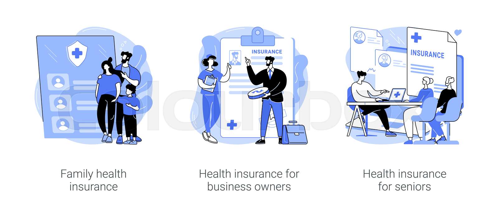 Health insurance isolated cartoon vector illustrations se | Stock ...