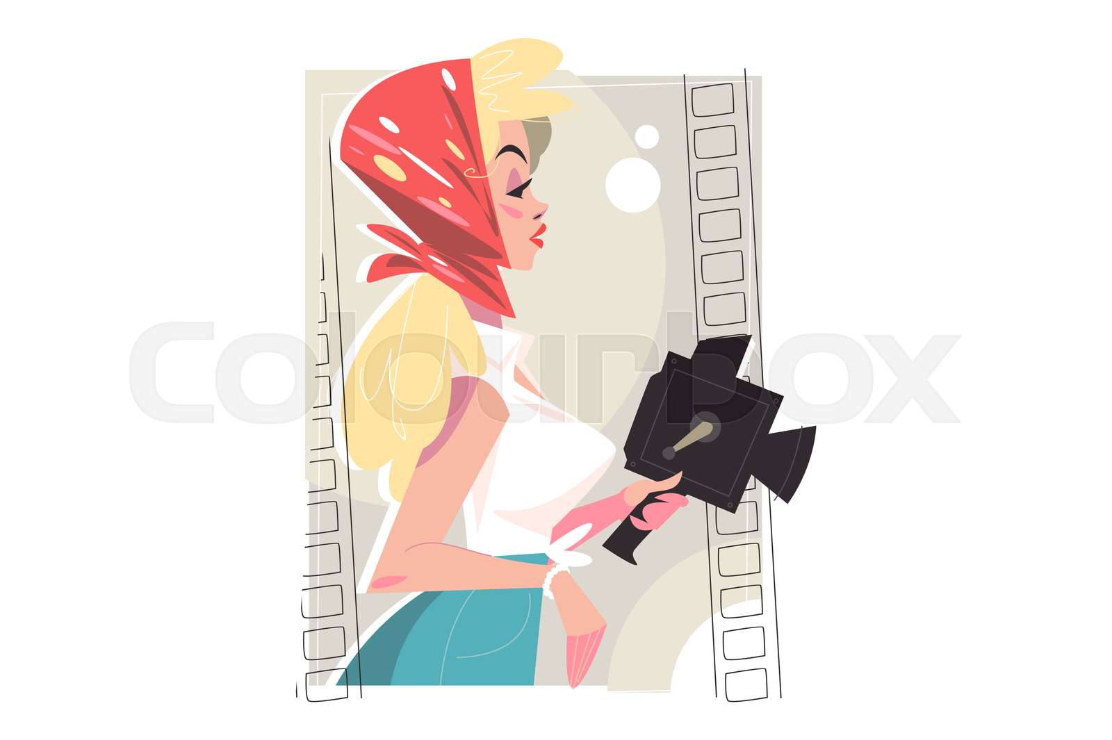Stylish girl with professional camera | Stock vector | Colourbox