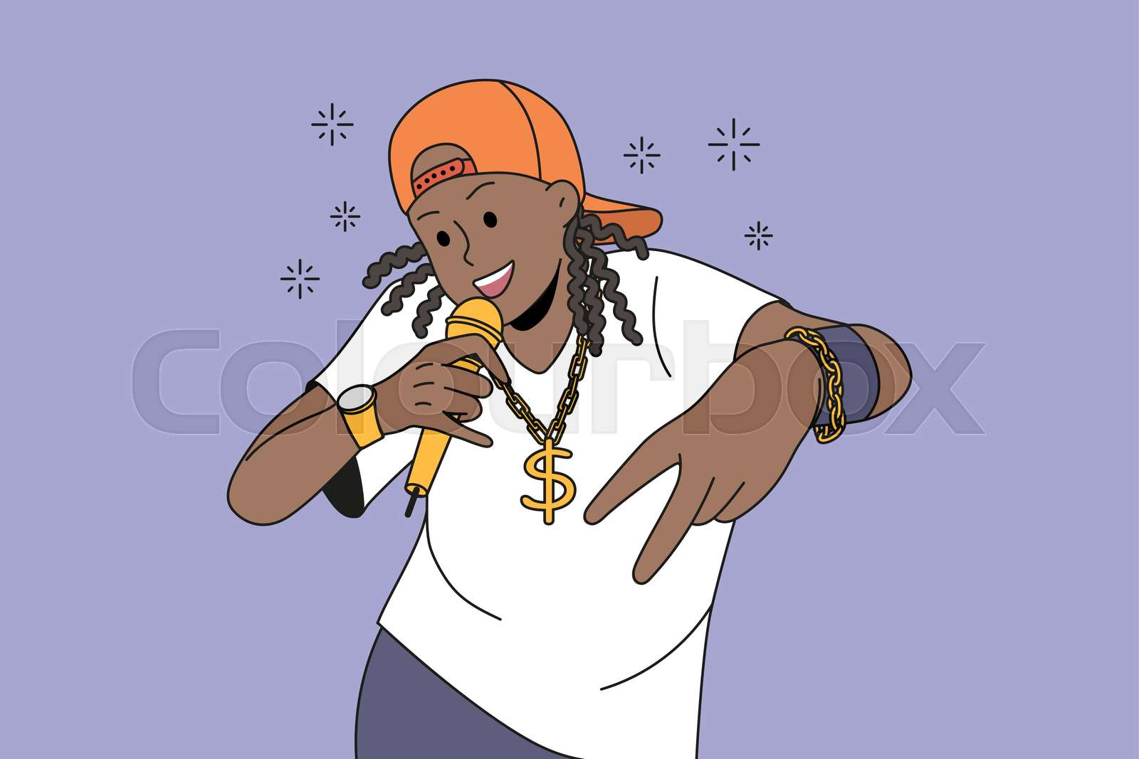 African American rapper singing | Stock vector | Colourbox