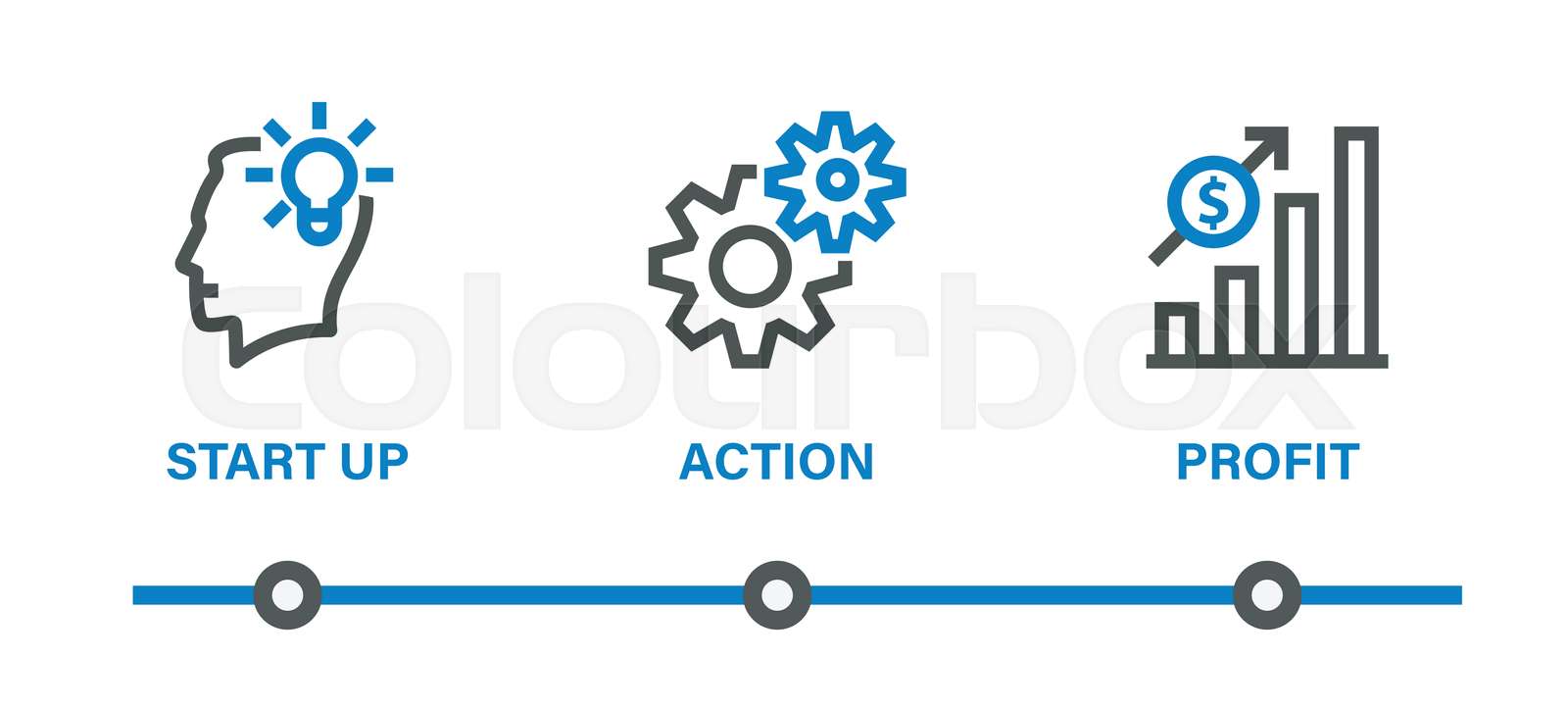 Line infographic with outline icons of business strategy vector banners ...