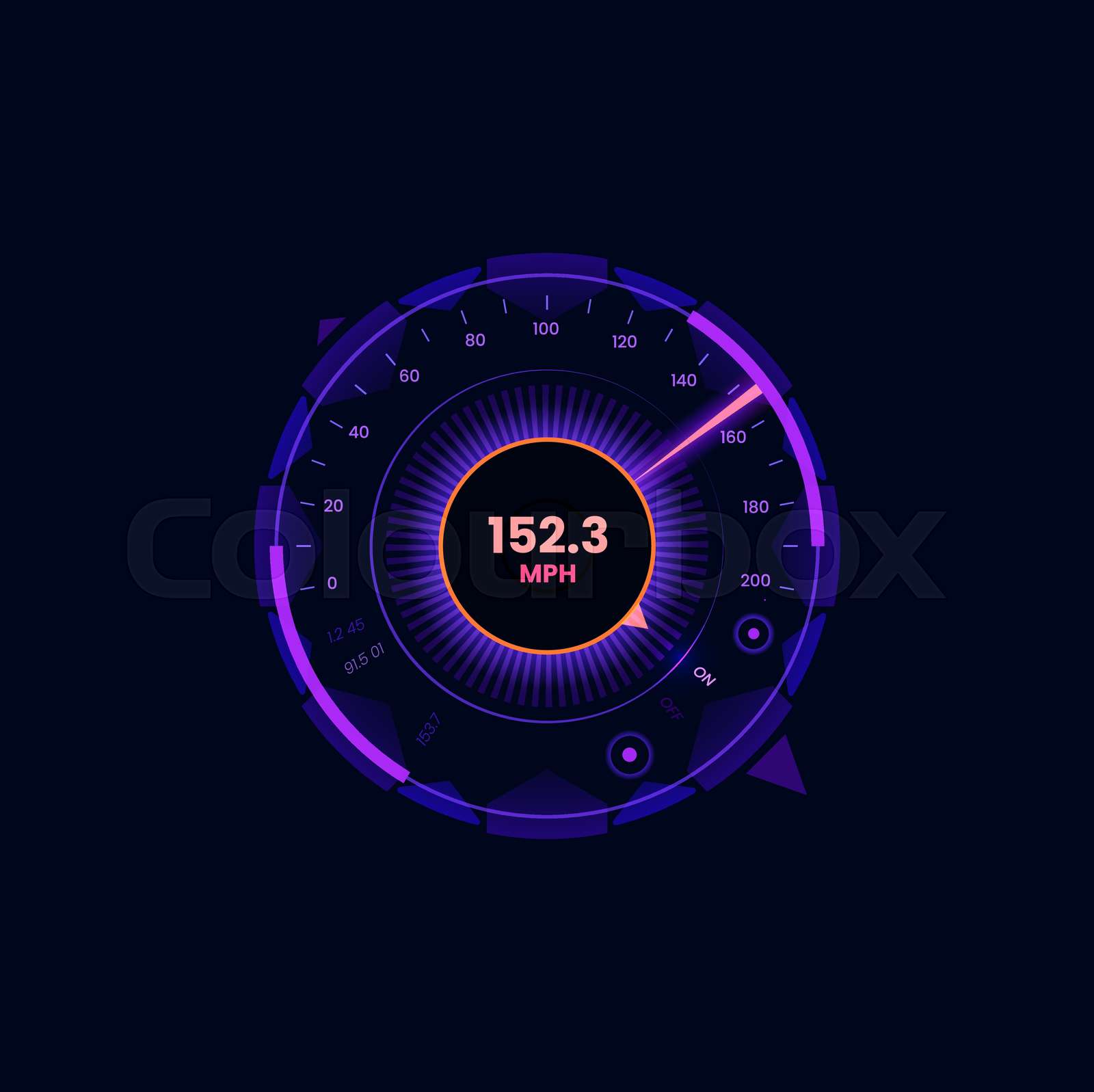 Car futuristic speedometer neon gauge dial | Stock vector | Colourbox