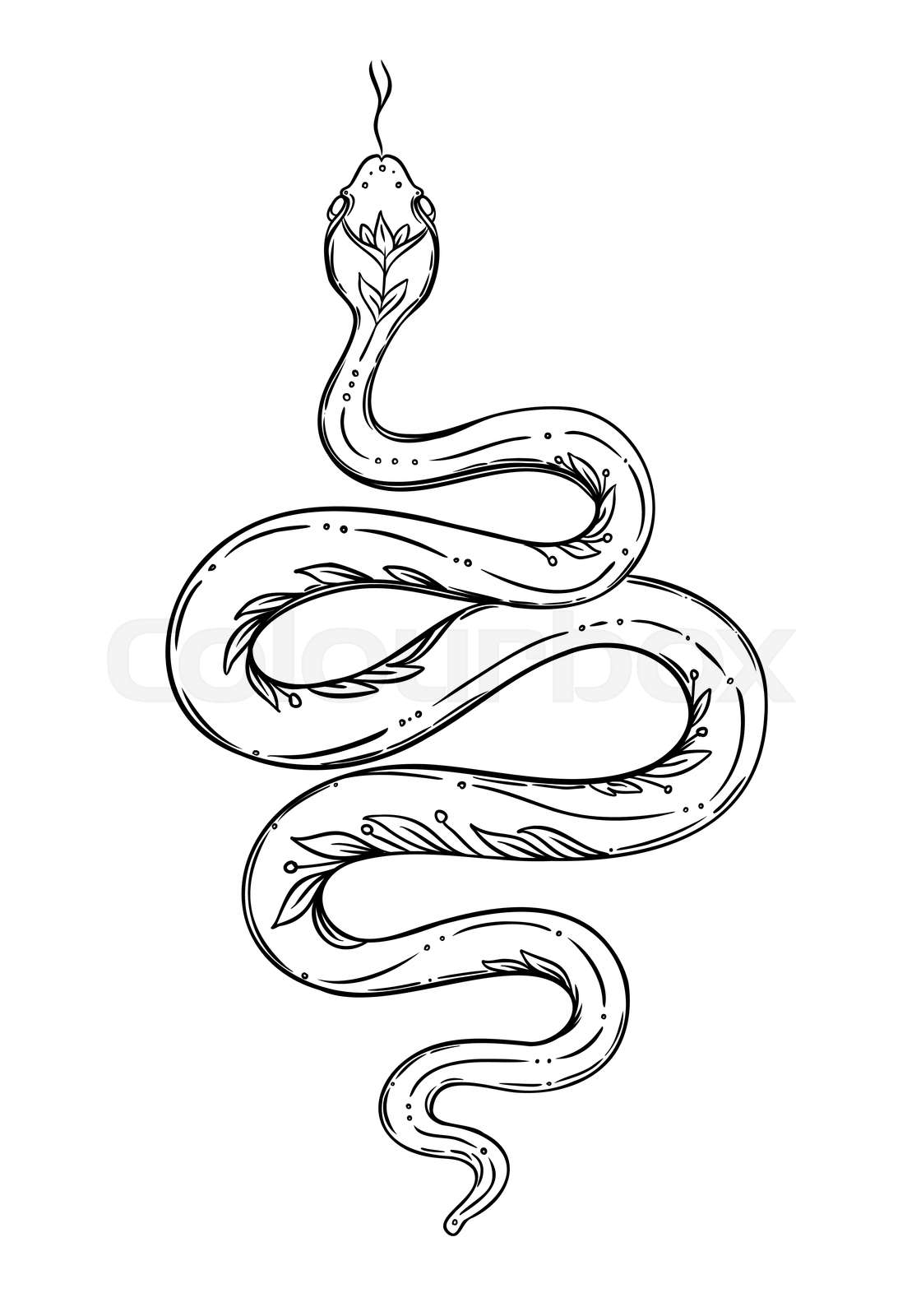 Vector outline snake. Magic symbol. Serpent art in trendy style. Wicca ...