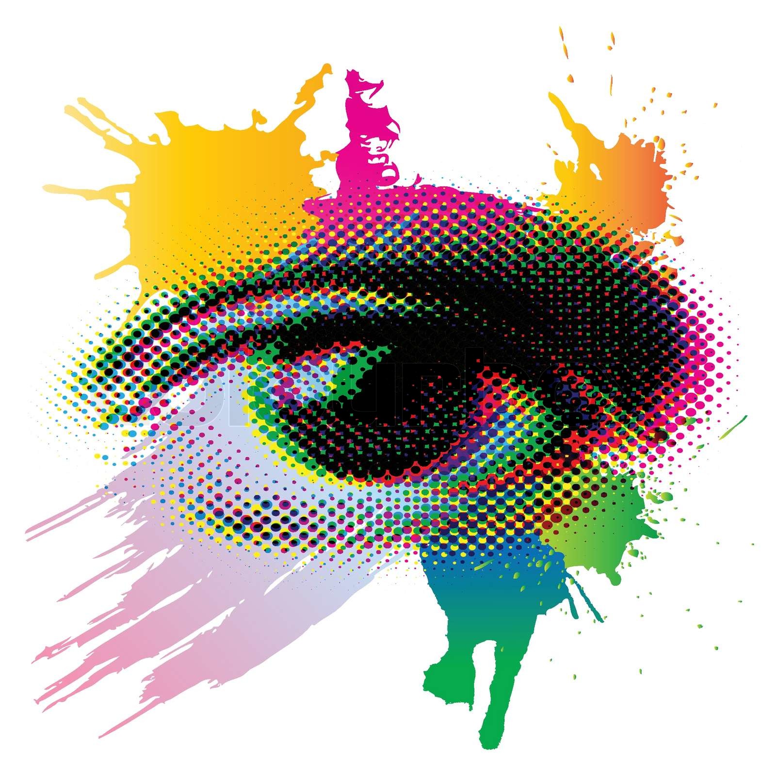 Printcolorful halftone screen eye pop art | Stock vector | Colourbox