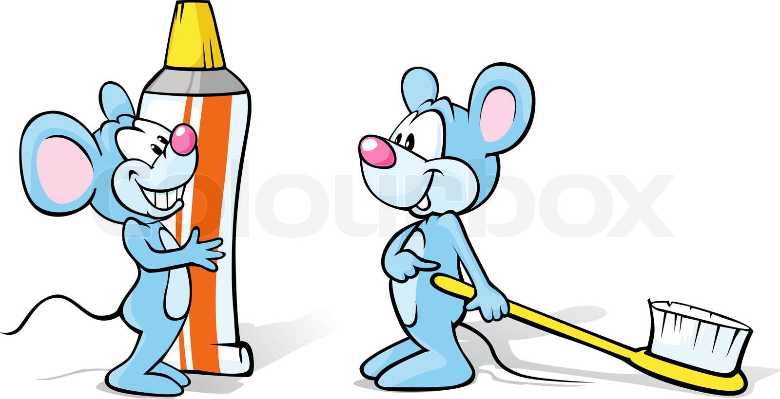 two mice with toothpaste and toothbrush illustration | Stock vector ...