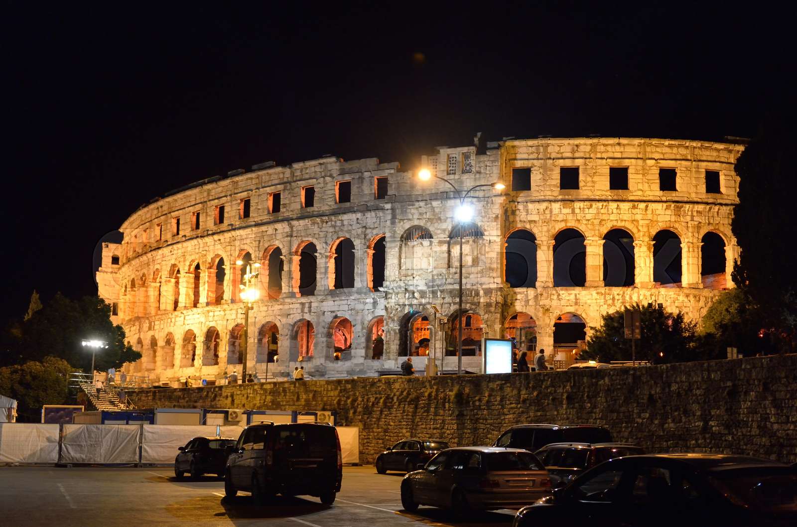 photo of Roman Colosseum in Pula, Croatia at night | Stock image ...