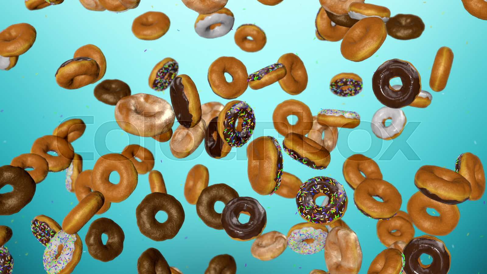 Many Donuts falling from the sky Background | Stock video | Colourbox