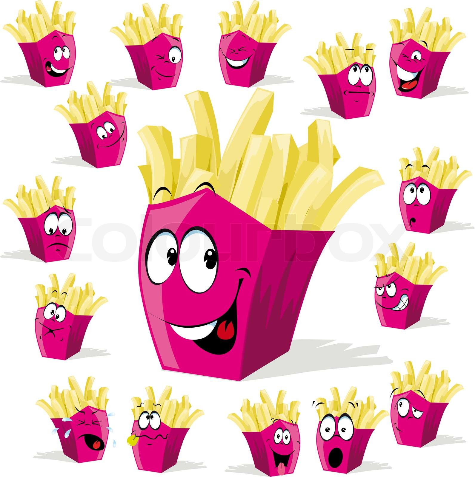 french fries cartoon illustration | Stock vector | Colourbox