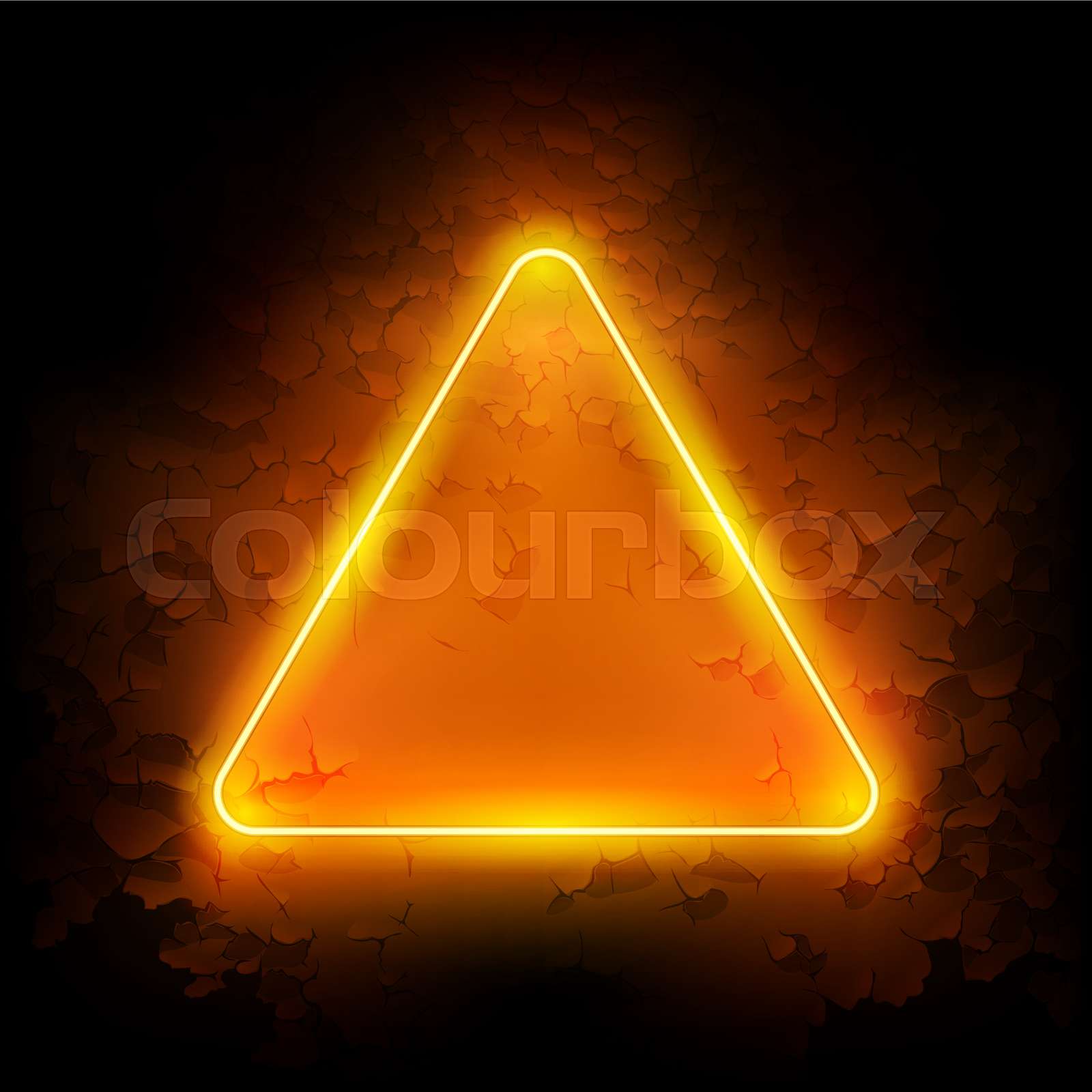 Yellow Neon Triangle Frame on Grunge Background | Stock vector | Colourbox