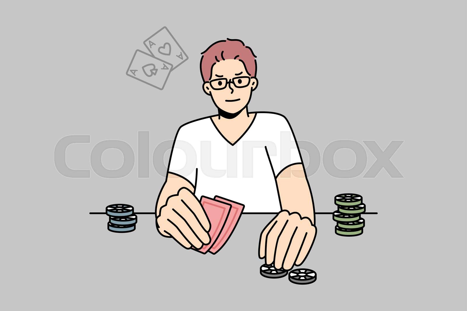 Man playing poker at table | Stock vector | Colourbox
