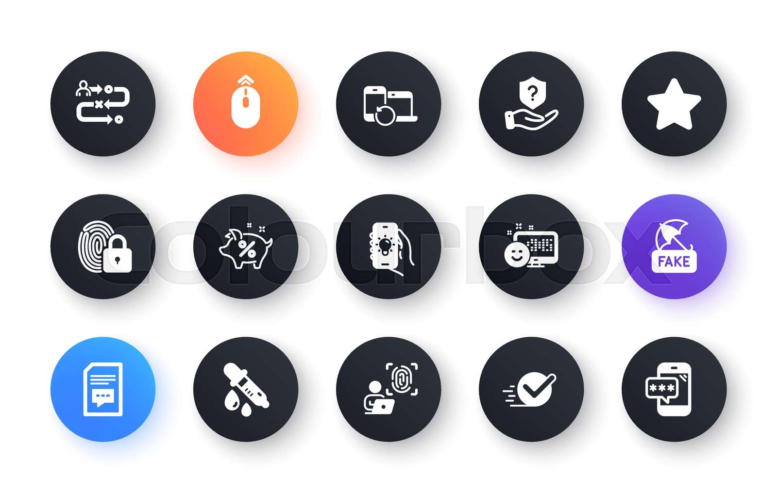 Minimal set of Checkbox, Electric app and Lock flat icons for web development. For design ...
