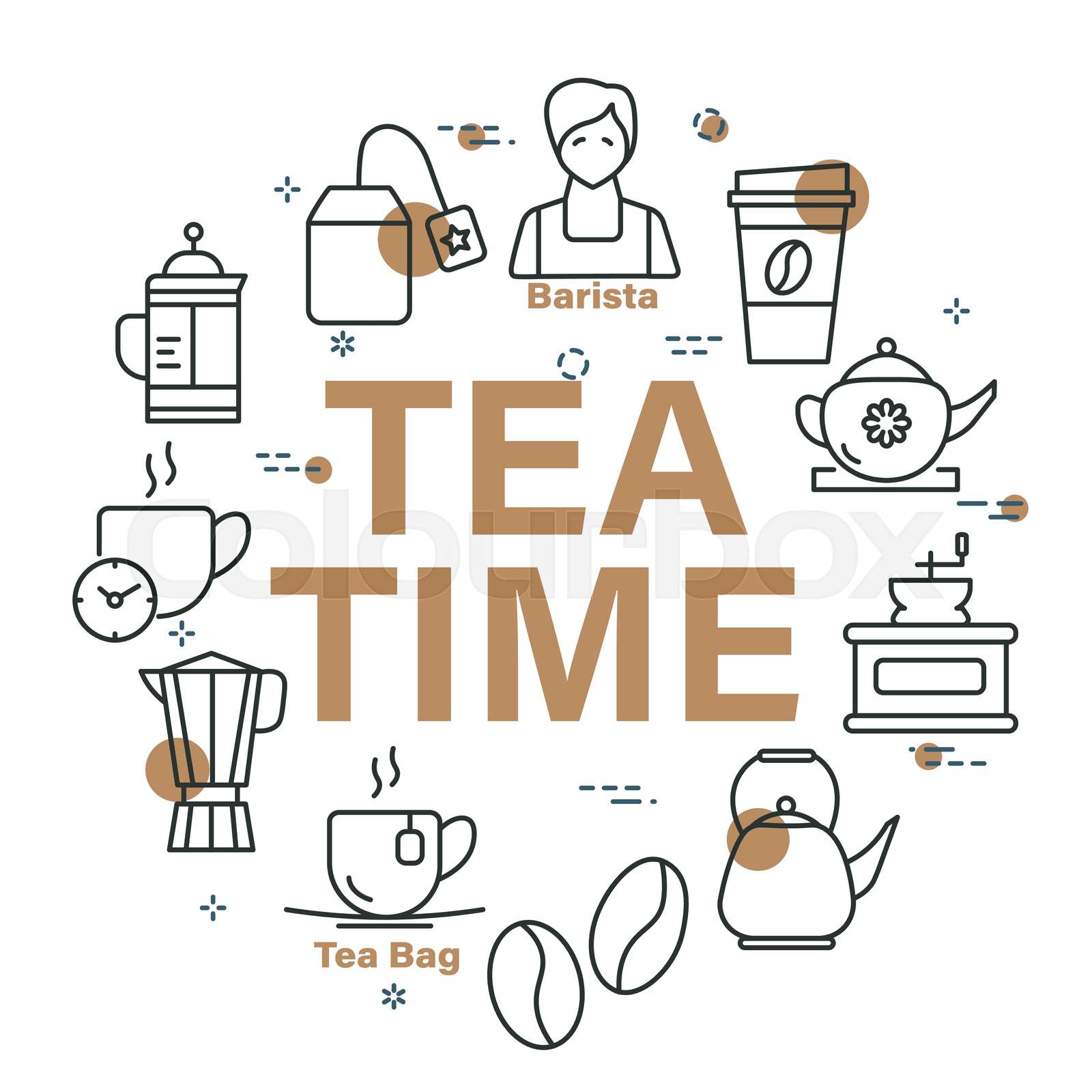 Vector design of Tea Time banner with different icons | Stock vector ...