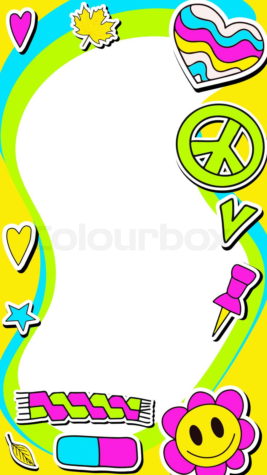 Groovy story template. Frames for children photo album, invitation ...