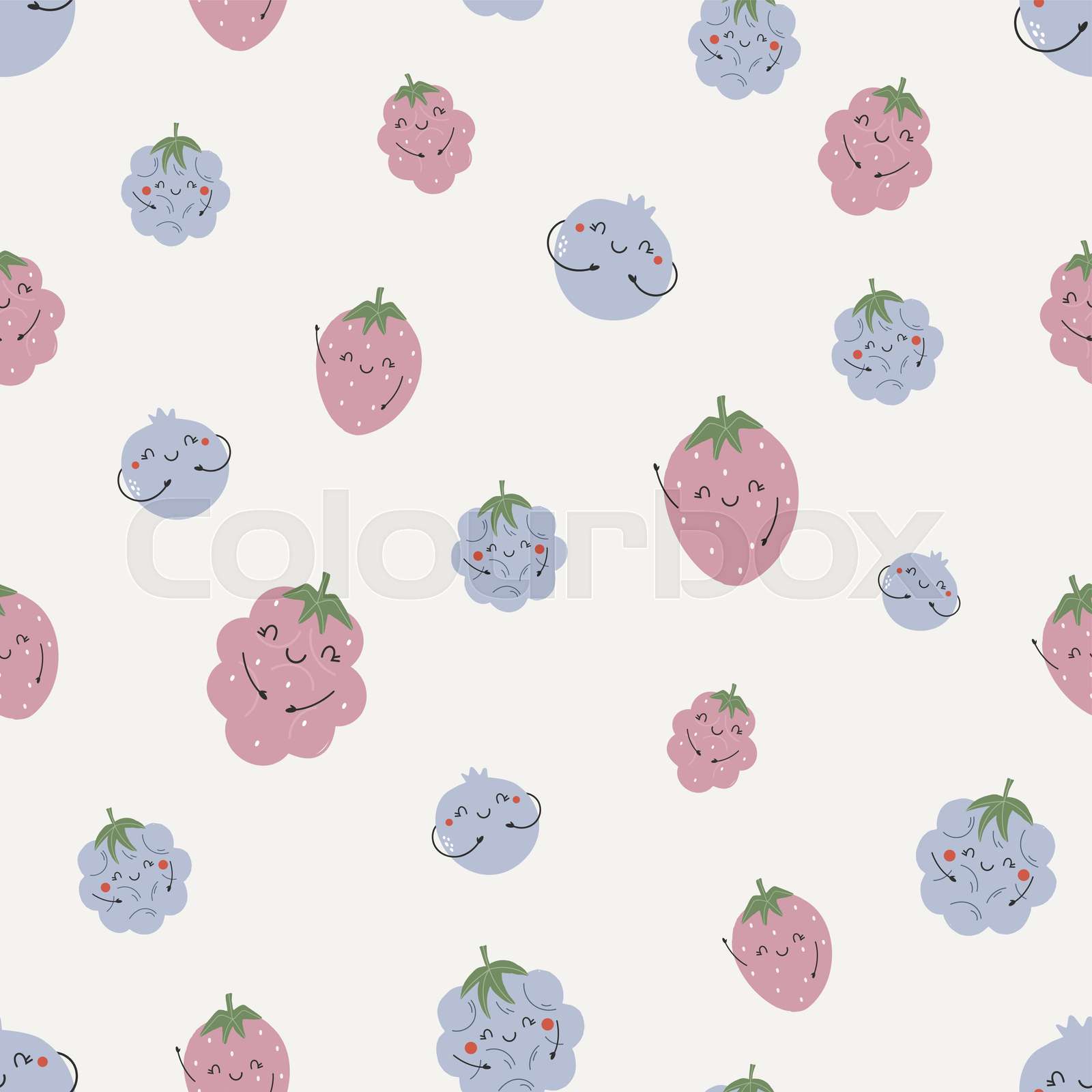 Seamless pattern with cute berry characters. Vector illustration for ...