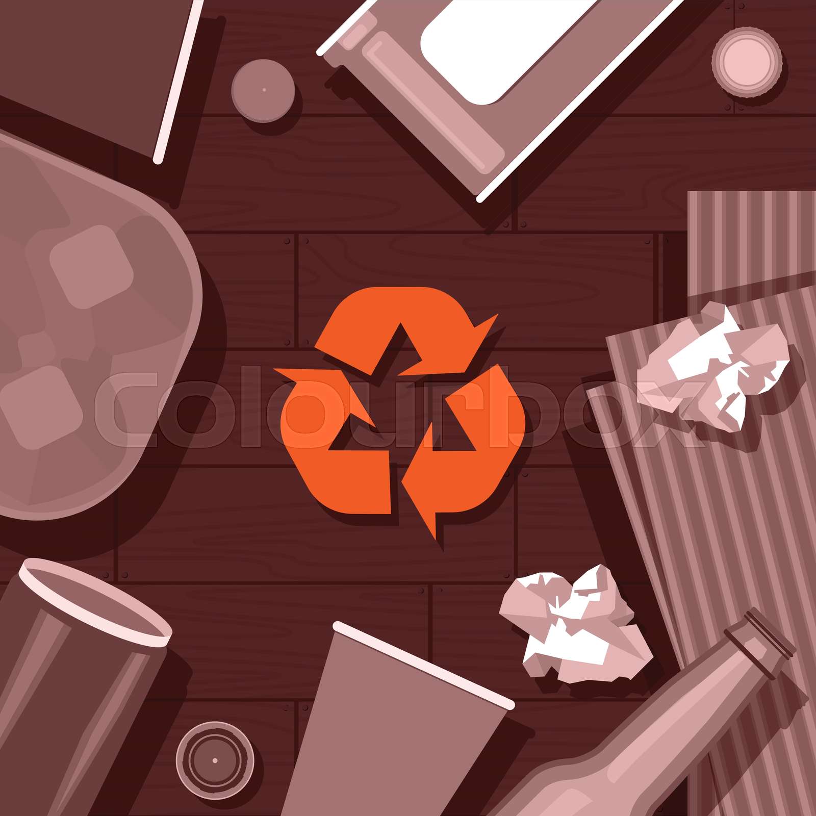 Paper Plastic Glass Can Box House Recycling Stuff Illustration | Stock ...