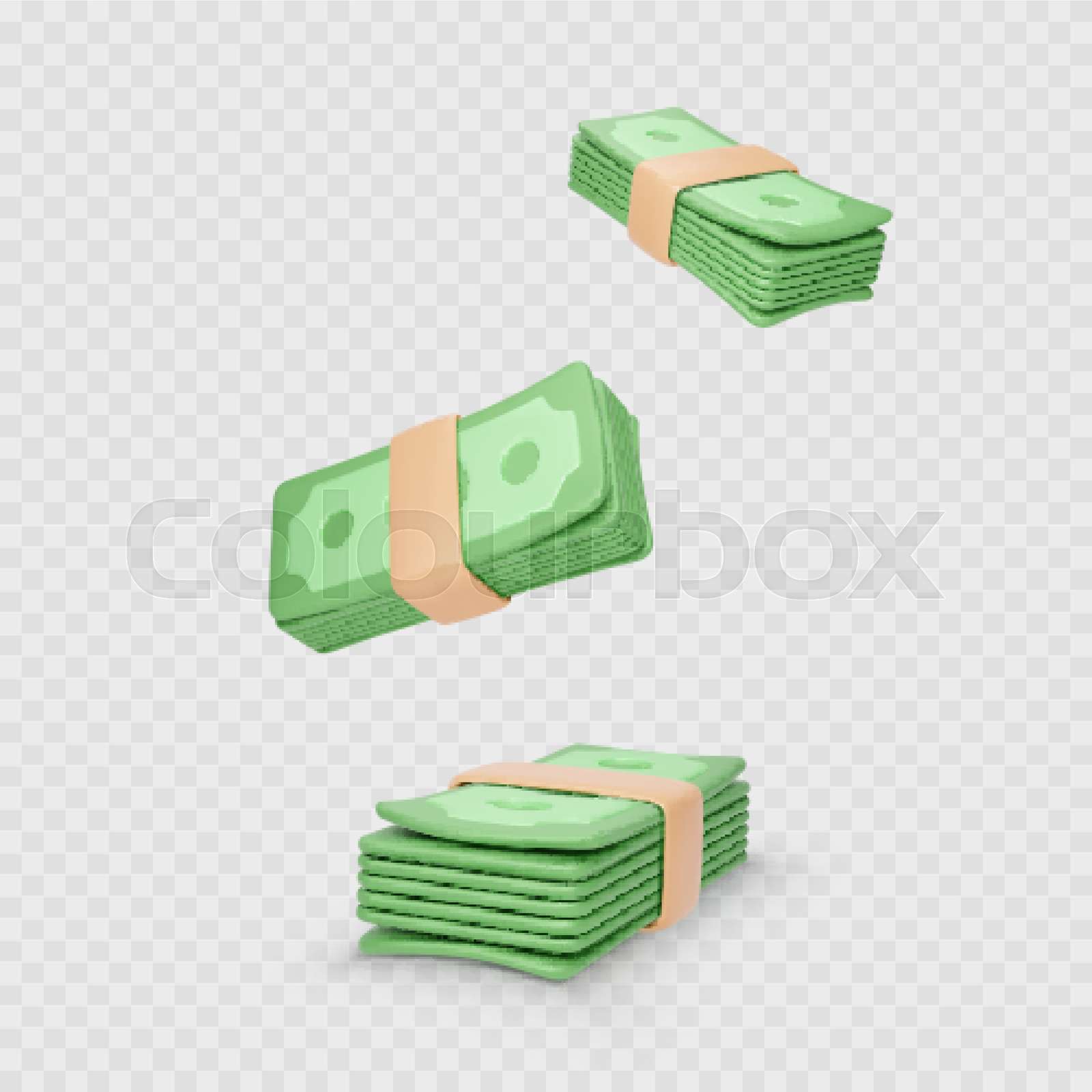 Stack of money. Green dollar bundle. Paper Currency in cartoon ...