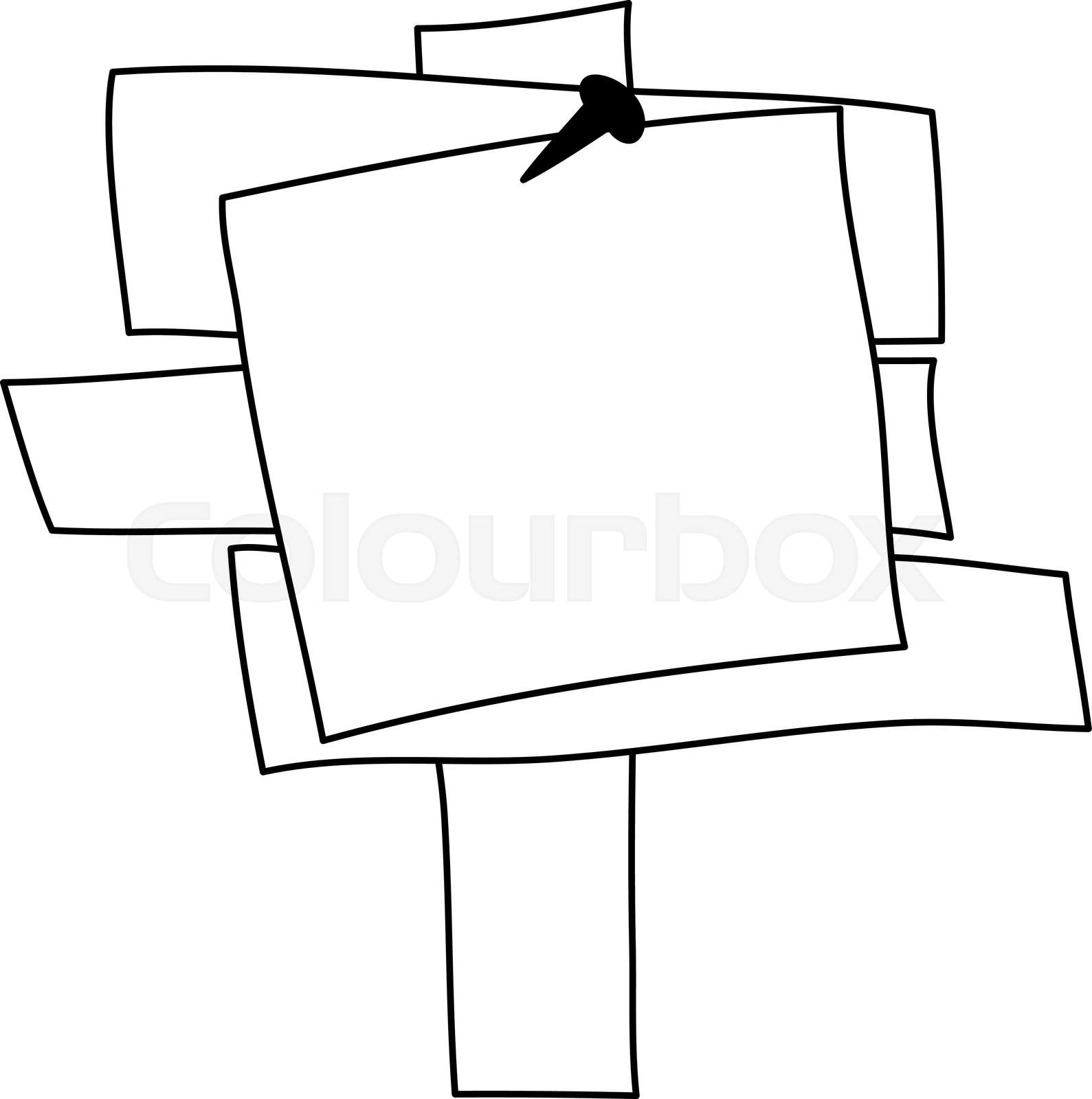 Wooden Vector hand drawn sign board. Monoline element with place for ...