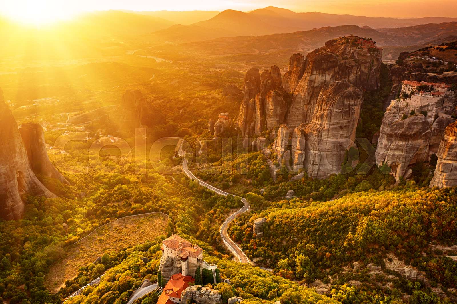 meteora, dach, landschaft | Stock Bild | Colourbox