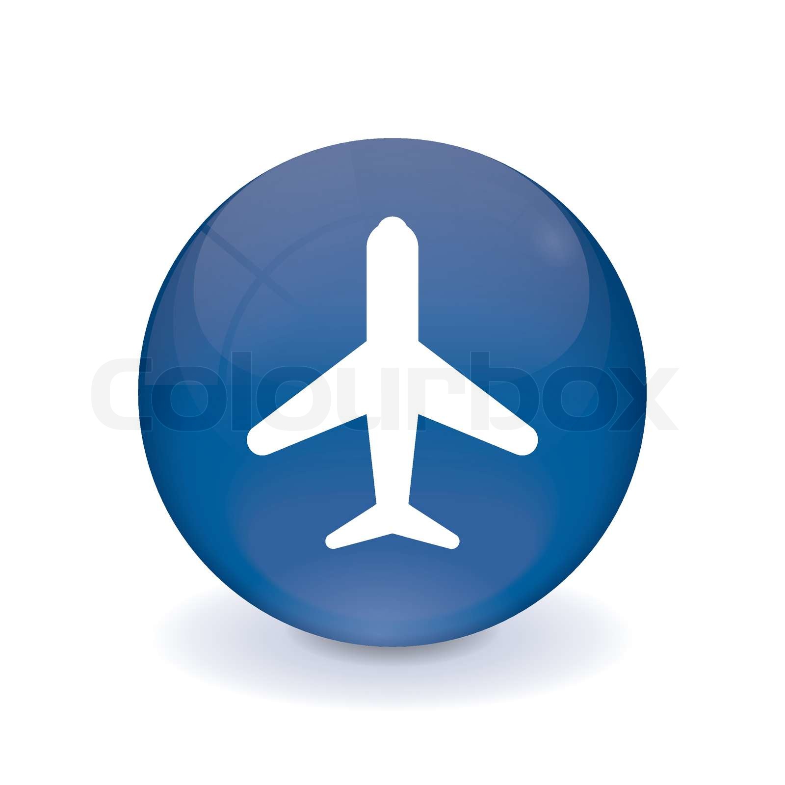 Round blue button - Plane icon | Stock vector | Colourbox