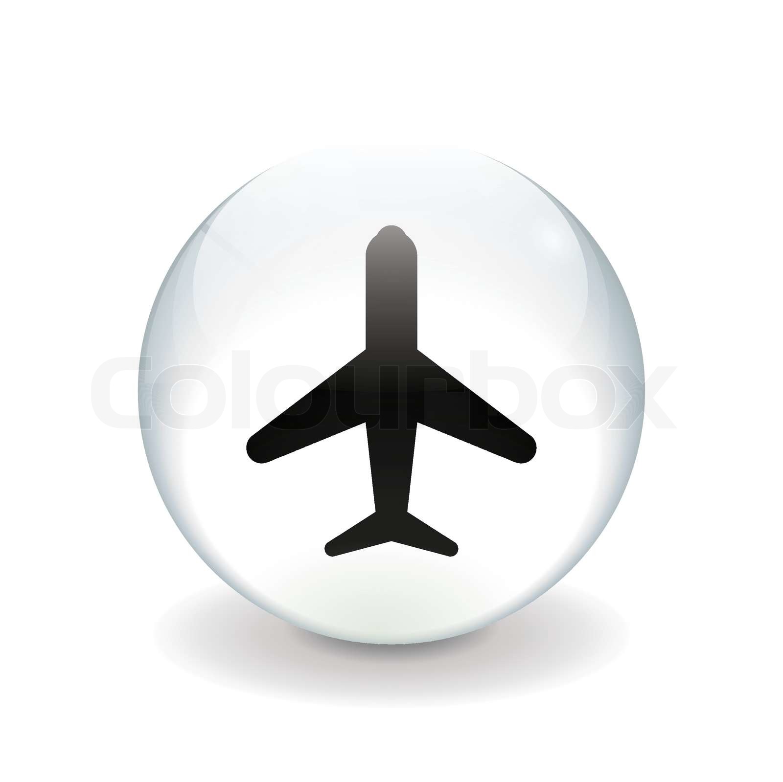 Rund hvid knap - fly ikon | Stock vektor | Colourbox