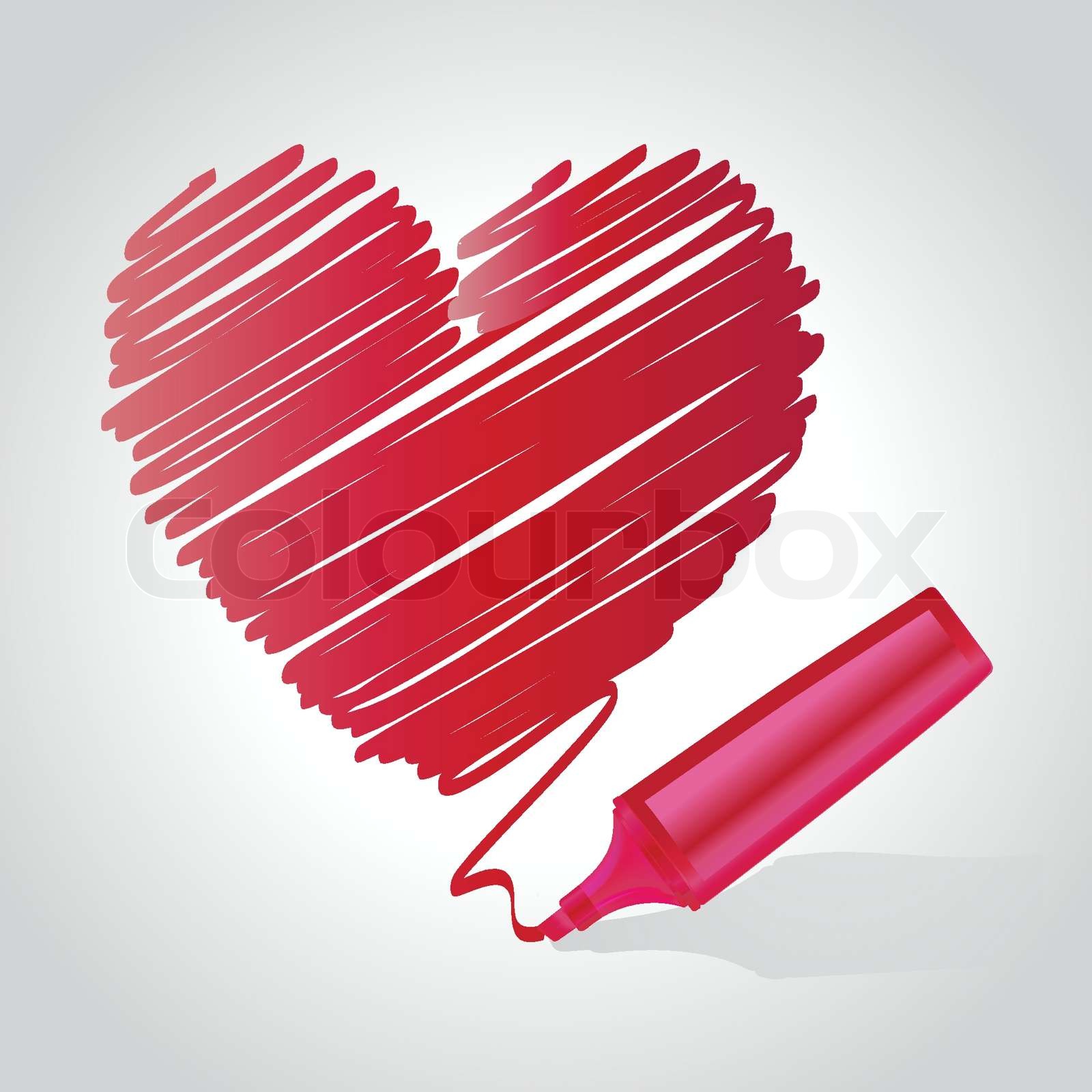 Heart drawn using a marker pen Vector illustration | Stock vector ...